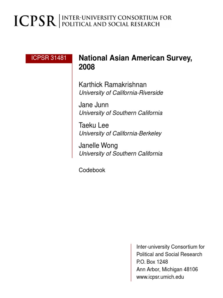 Asian American Survey Codebook | PDF | Mode (Statistics) | Median