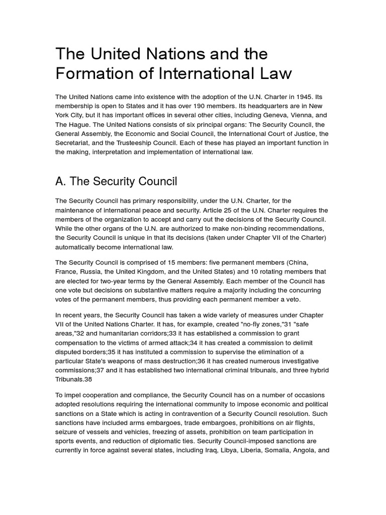 UN's Role in Shaping International Law | PDF | United Nations ...