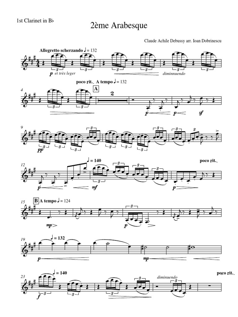 (Clarinet - Institute) Debussy, Claude - 2nd Arabesque | PDF