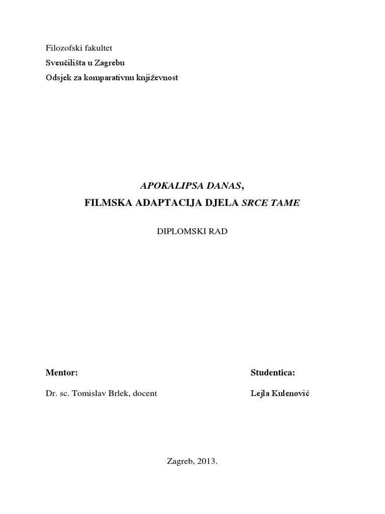 Apokalipsa Danas - Analiza | PDF