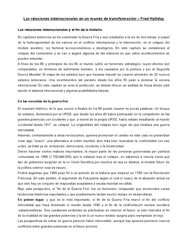 Las Relaciones Internacionales - Fred Halliday | PDF | Comunismo ...