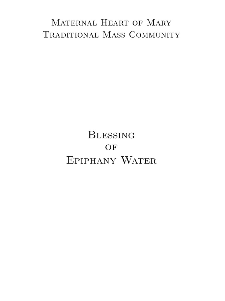 Solemn Blessing of Epiphany Water in The Traditional Roman Rite | PDF ...