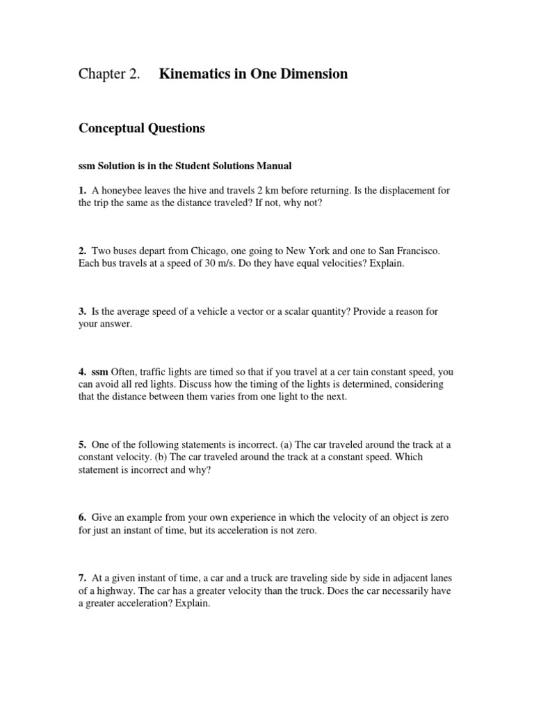 Chapter 2. Kinematics in One Dimension: Conceptual Questions | PDF ...