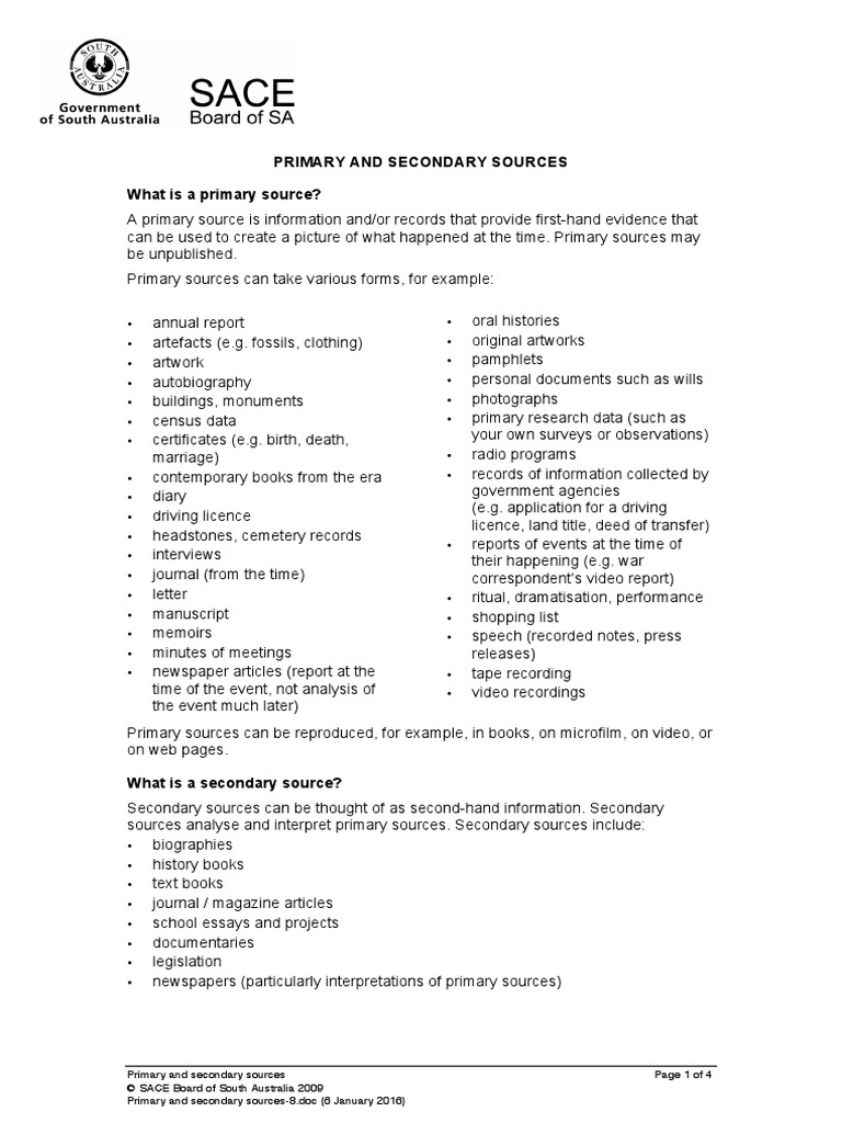 Primary and Secondary Sources-8 | PDF | Primary Sources | Libraries