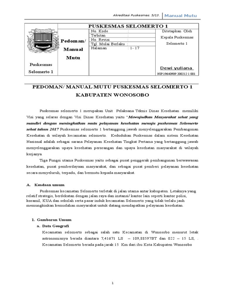 Manual Mutu | PDF | Pengembangan Diri
