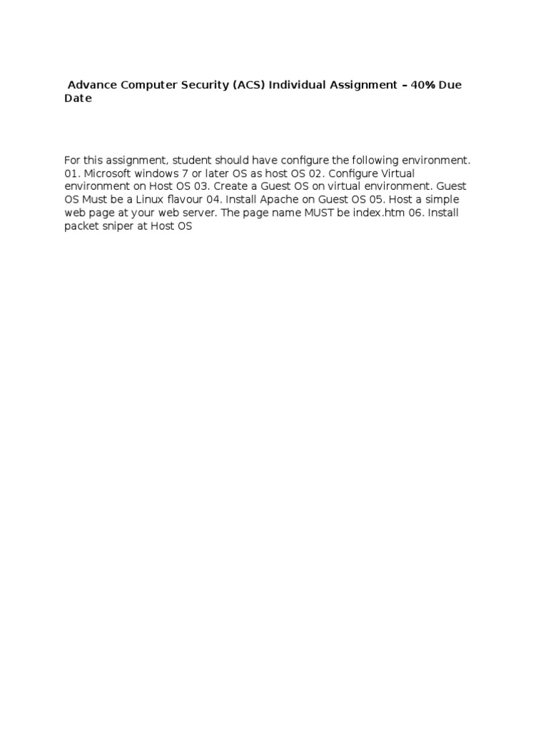 Advance Computer Security Assignment | PDF | Transmission Control ...