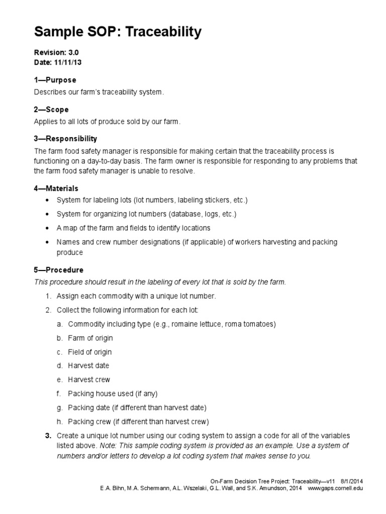 Traceability SOP | PDF | Computing | Foods