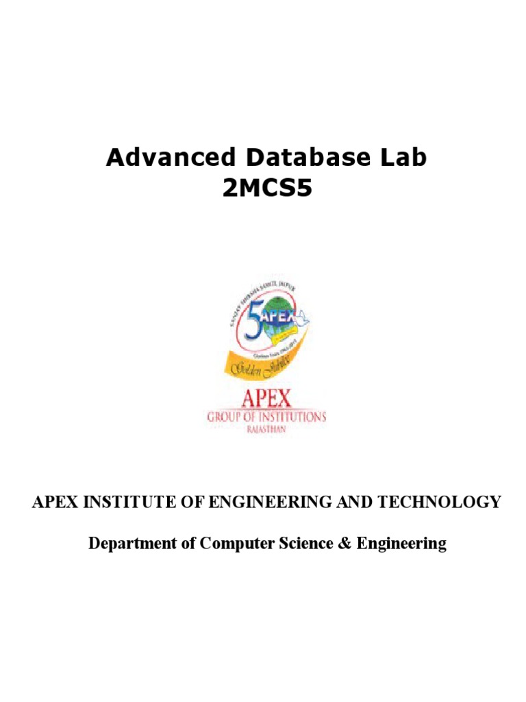 ADBMS Lab Manual | PDF | Databases | Sql ADBMS Lab Manual | PDF | Databases | Sql