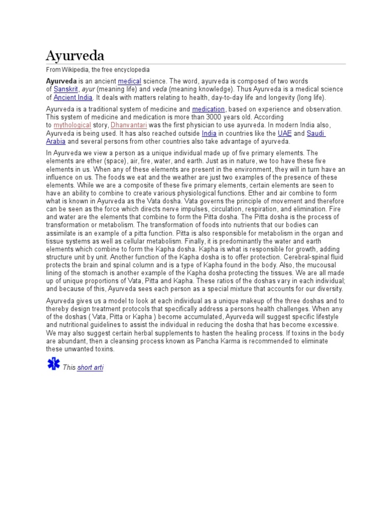 Ayurveda: Ayurveda Is An Ancient | PDF | Ayurveda | Medicine