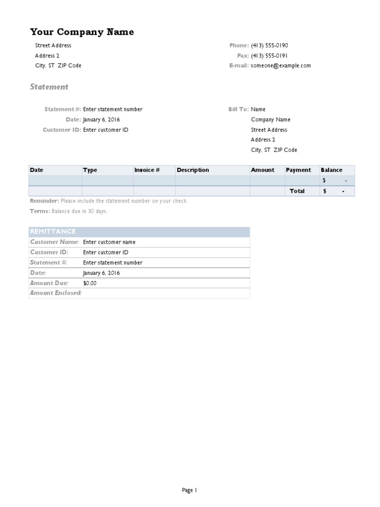 Invoice Statement Template | PDF