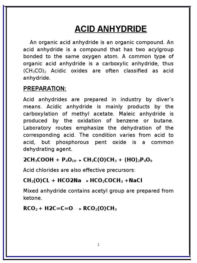 Acid Anhydride | PDF | Organic Chemistry | Chemistry