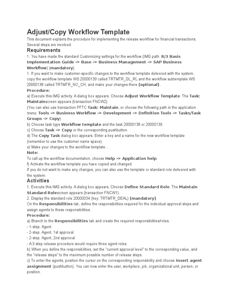 Adjust/Copy Workflow Template: Requirements | PDF | Workflow | Areas Of ...
