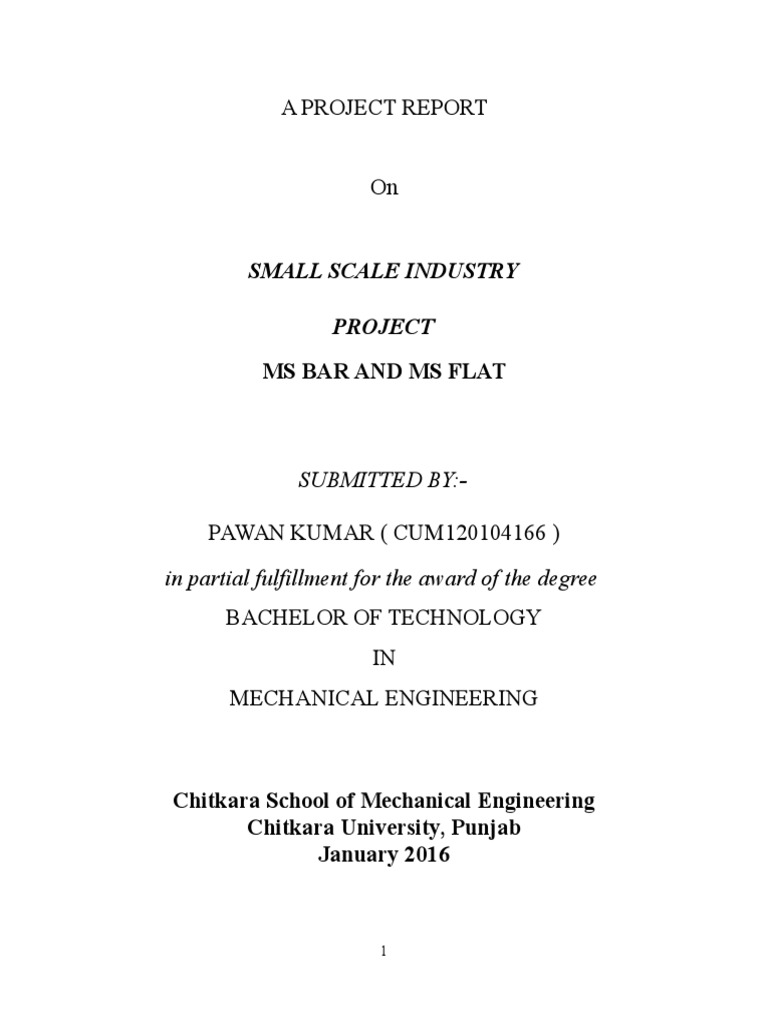 Minor Project Report On Mild Steel Bars | PDF | Entrepreneurship ...