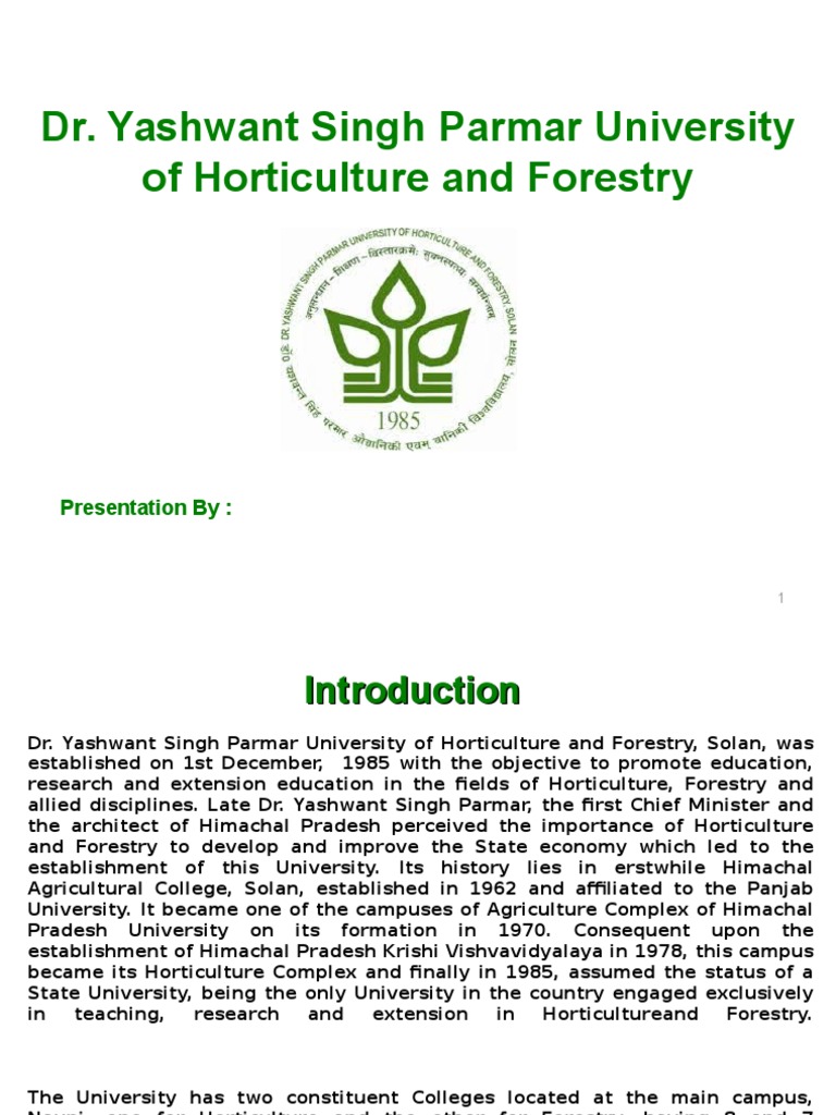 On Dr. Y.S. Parmar Univercity | PDF | Science | University