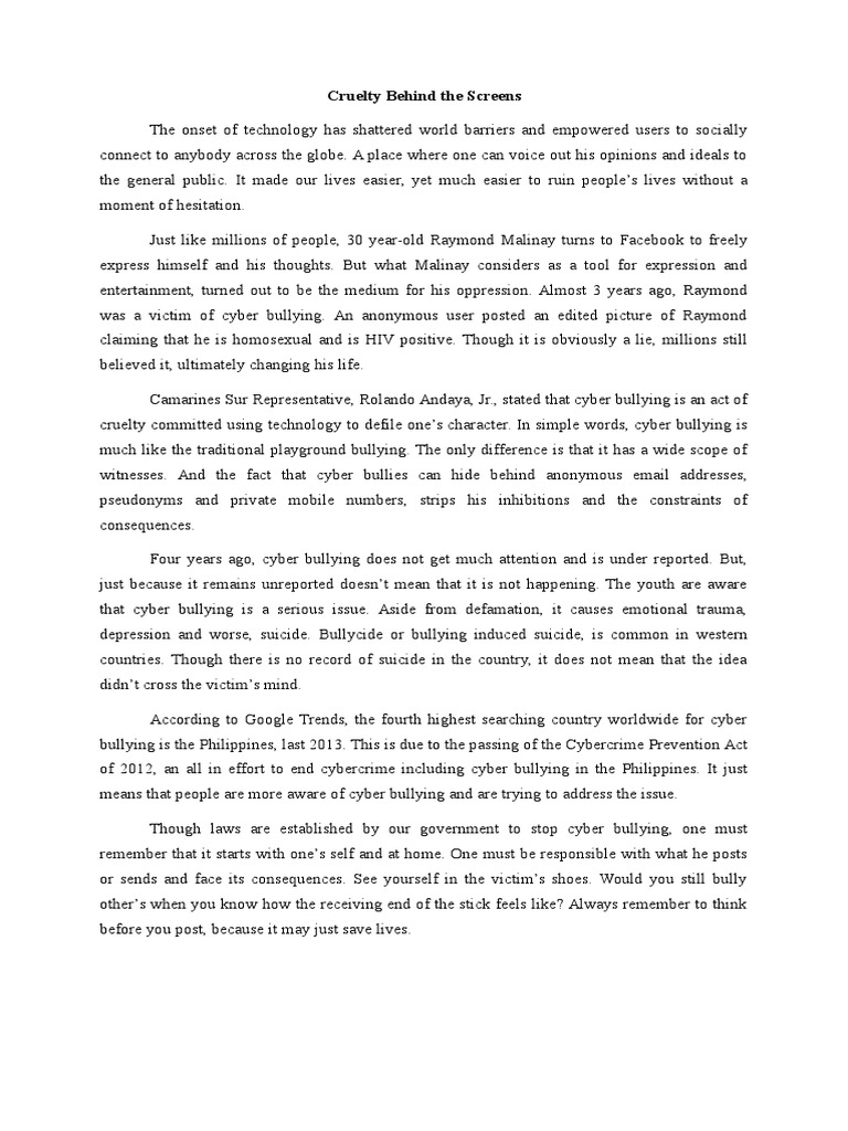 Anti Bullying Speech | PDF | Cyberbullying | Bullying