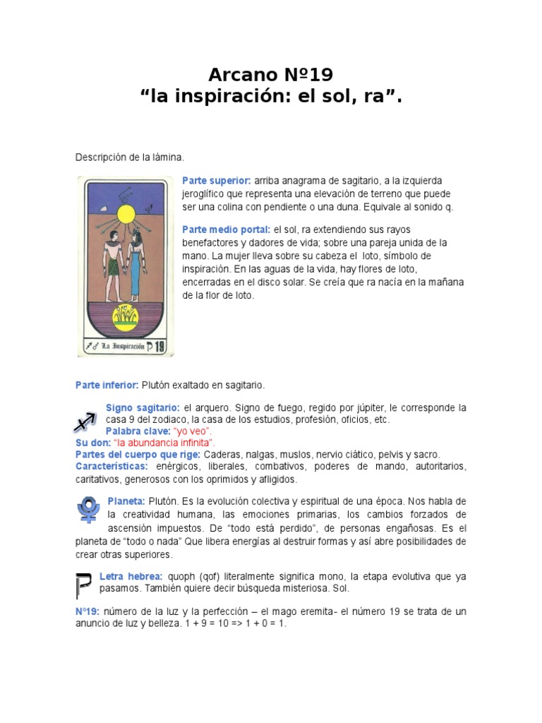 Arcanos 19, 20, 21, y 22 Del Tarot Egipcio. | PDF | Resurrección | Amor