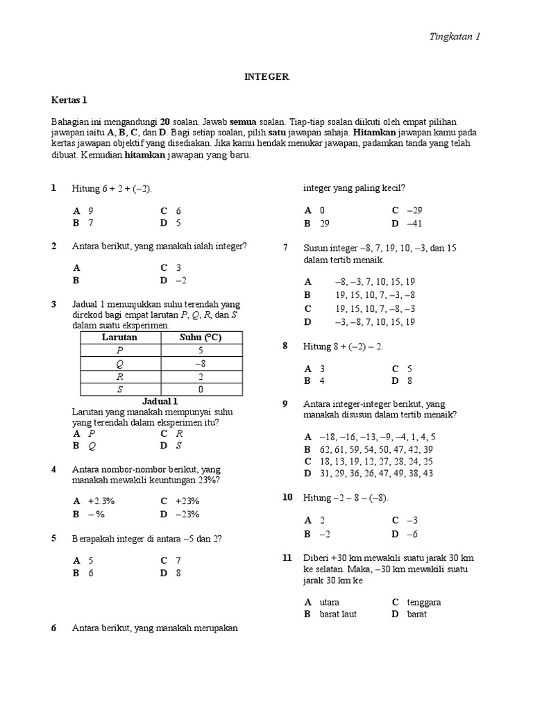 Integer | PDF | Metode & Bahan Ajar | Sains & Matematika