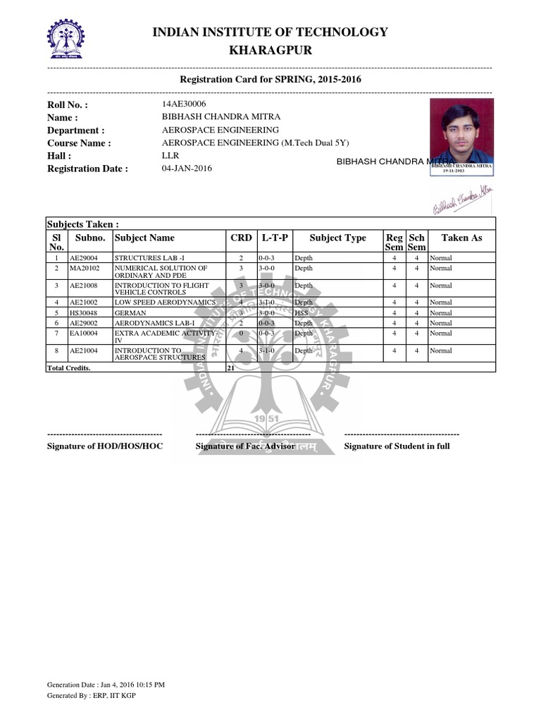 Student Registration Card | PDF