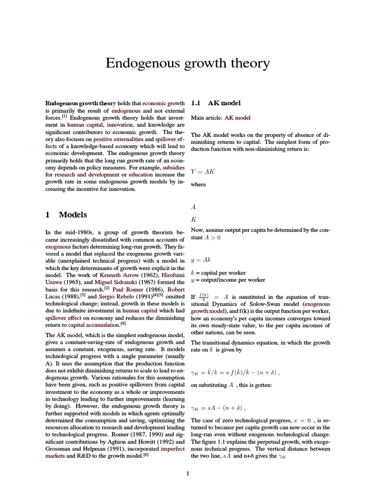 Endogenous Growth Theory Two Sector | PDF | Economic Theories ...