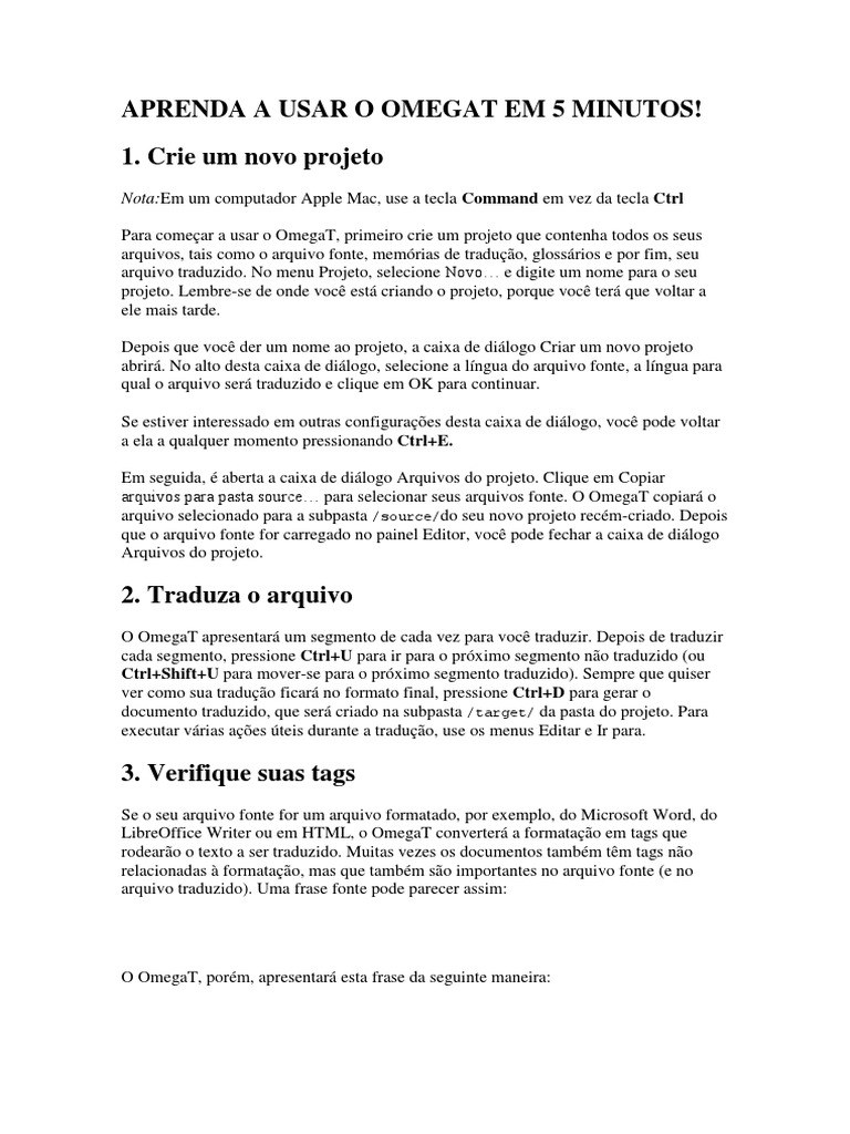 Aprenda A Usar o Omegat em 5 Minutos | PDF | Janela (informática ...