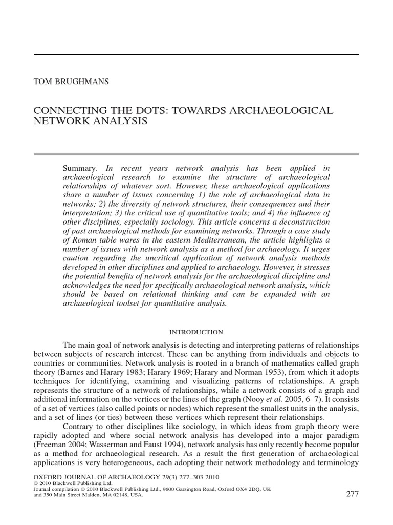 BRUGHMANS T. 2010 Connecting The Dots To | PDF | Social Network | Archaeology