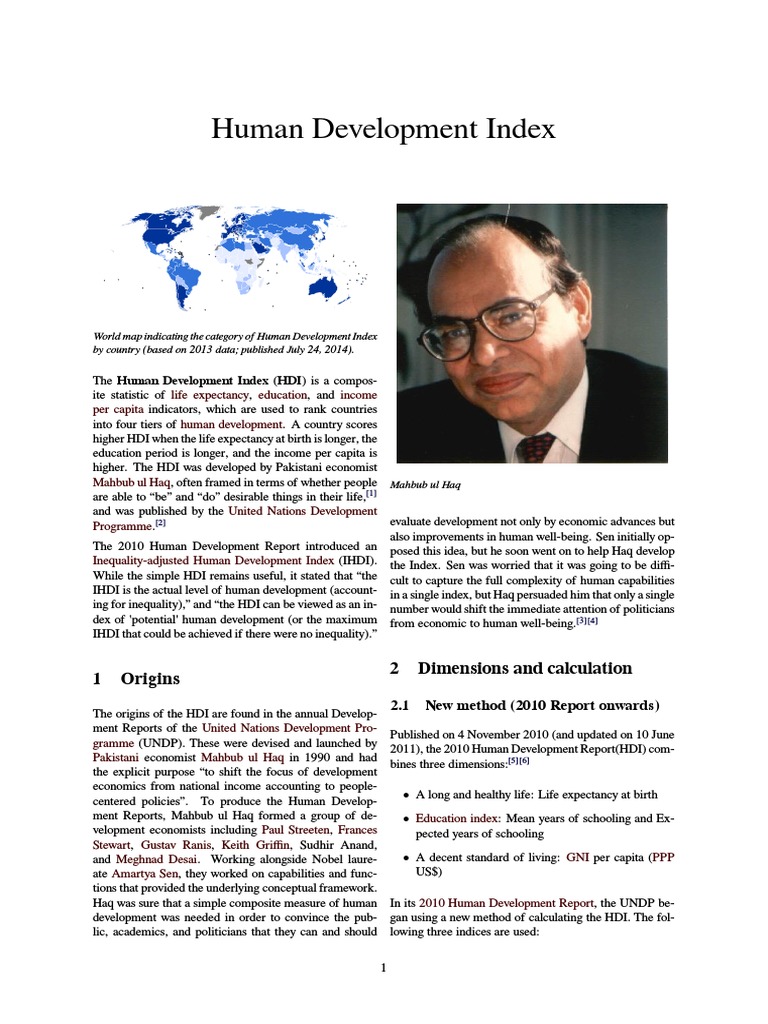 Human Development Index | PDF | Human Development Index | Index Numbers