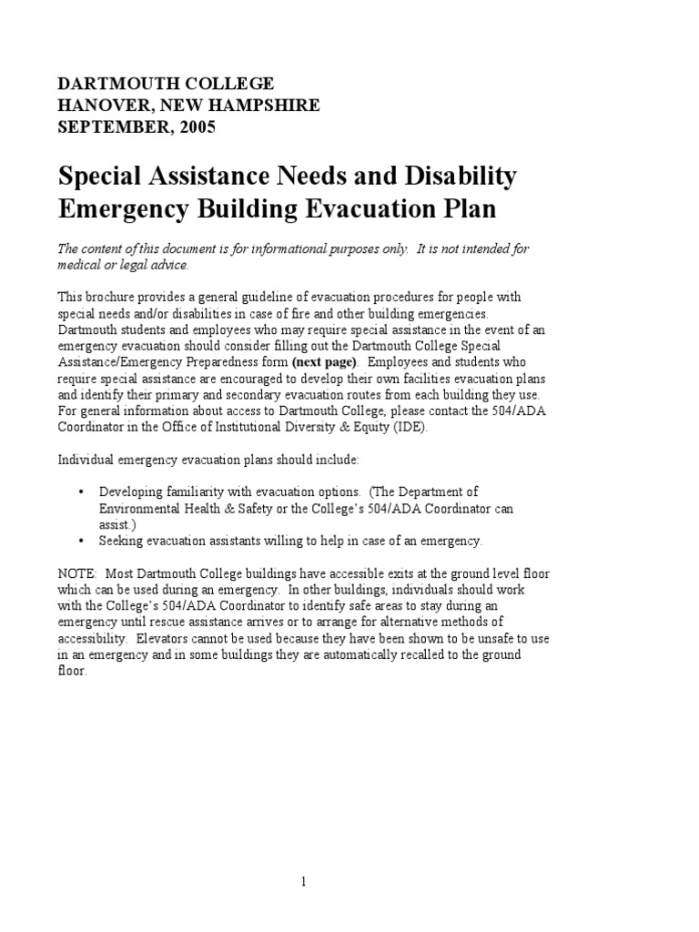 evac-plan | Emergency Evacuation | Disability | Free 30-day Trial | Scribd