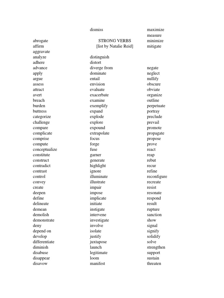 List of Strong Verbs | PDF