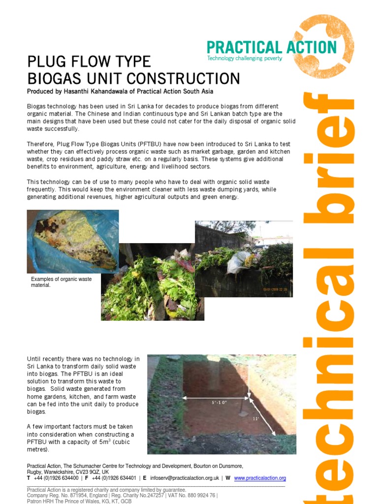 Biogas Unit - Plug Flow Design | PDF | Biogas | Brick