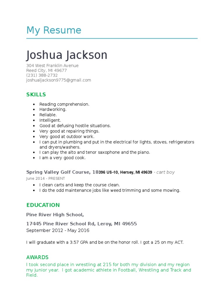 Joshua Jackson's Resume Overview | PDF | Sports & Recreation