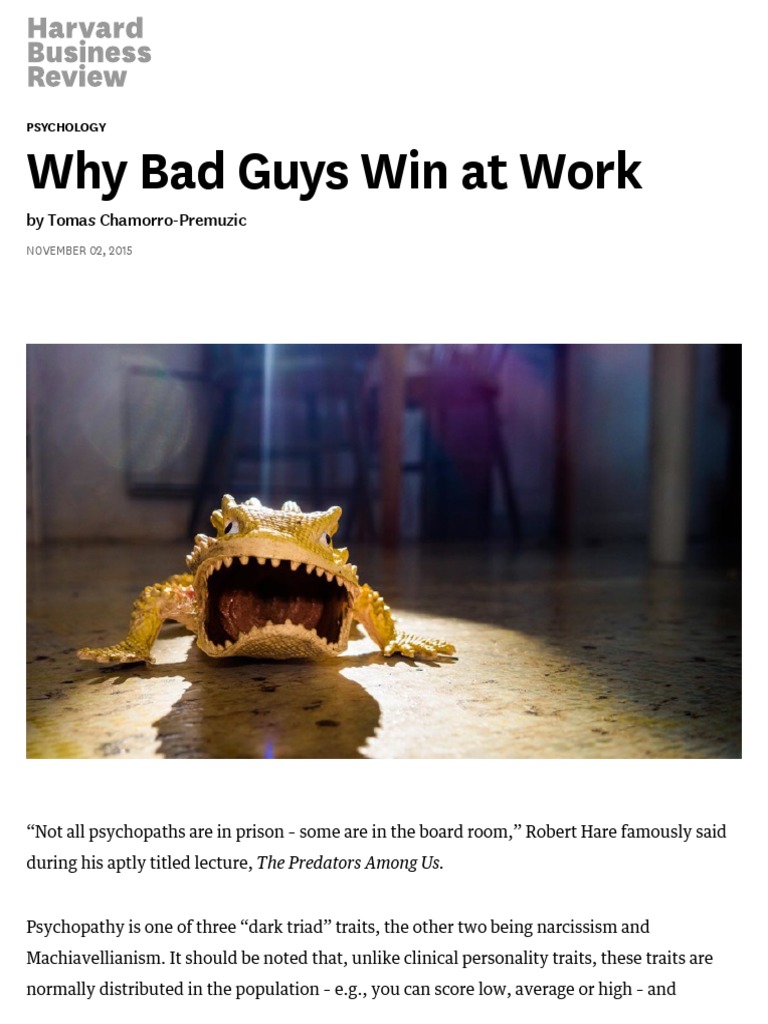 Why Bad Guys Win at Work | PDF | Dark Triad | Psychopathy