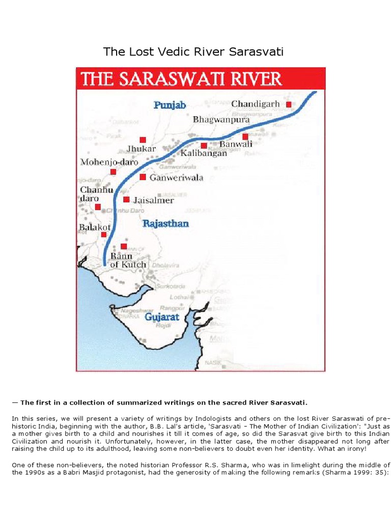 The Lost Vedic River Sarasvati | PDF | Religion And Belief