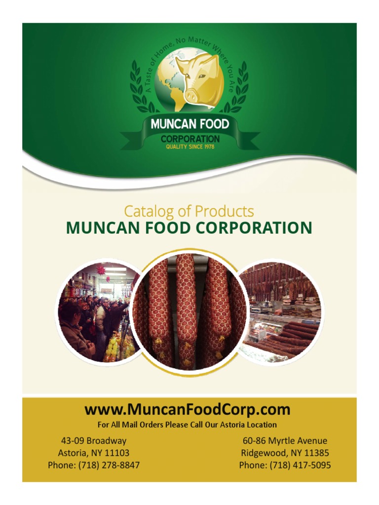 Muncan Food Corp Product Catalog | PDF | Sausage | Bacon