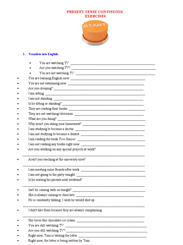 Present Continuous Exercises | PDF | Newspapers | Verb