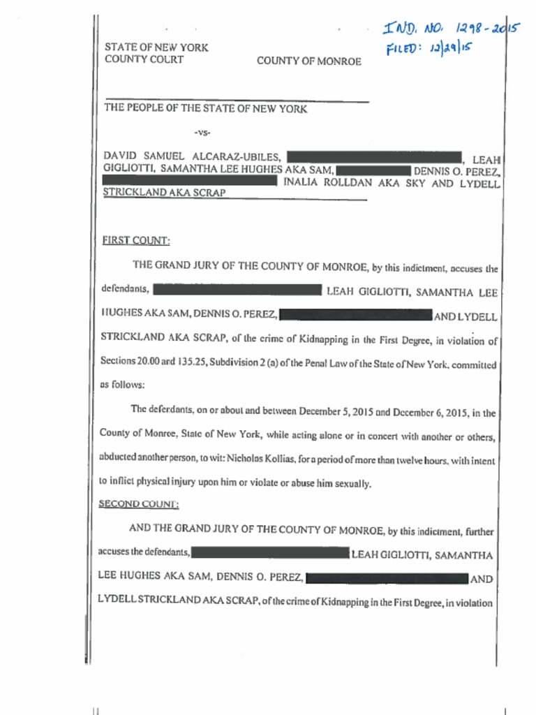 UR Kidnapping Redacted Indictment | PDF