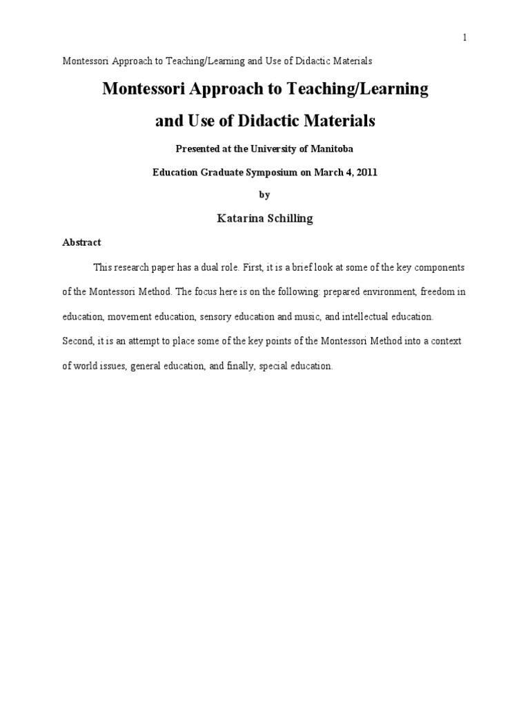 Montesory Method | PDF | Montessori Education | Special Education