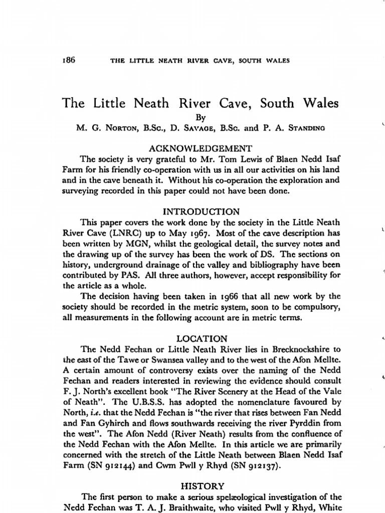 The Little Neath River Cave, South Wales: Mon Mellte. in This Article ...