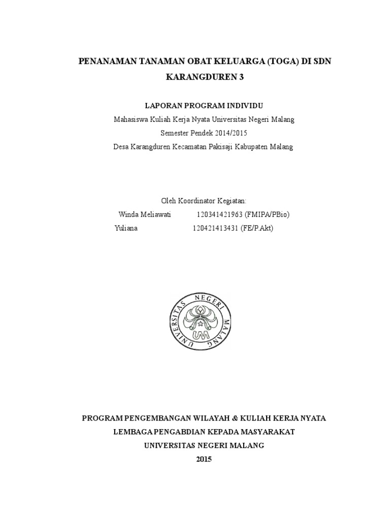 Laporan Program Toga | PDF