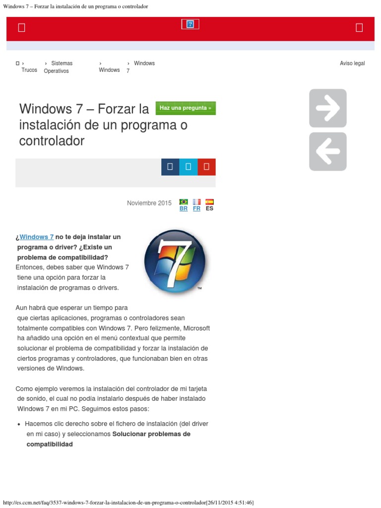 Windows 7 - Forzar La Instalación de Un Programa o Controlador | PDF ...