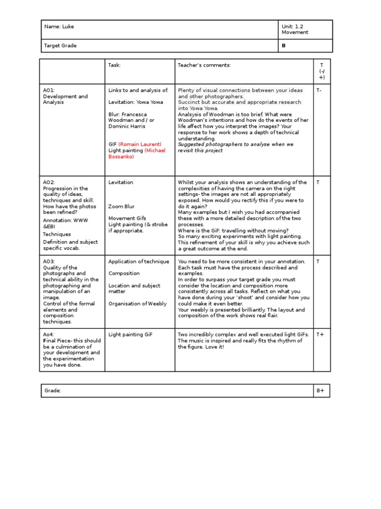 Photography Project Analysis and Feedback | PDF