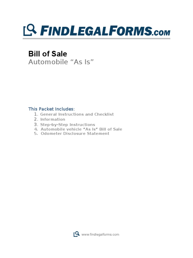 As-Is Automobile Bill of Sale Guide | PDF | Bill Of Sale | Sales
