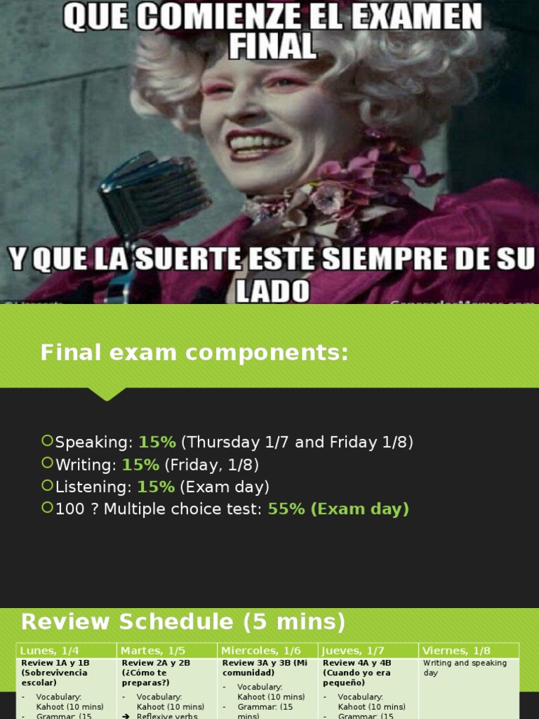 Spanish 2 Final Exam Overview | PDF | Grammar | Style (Fiction)