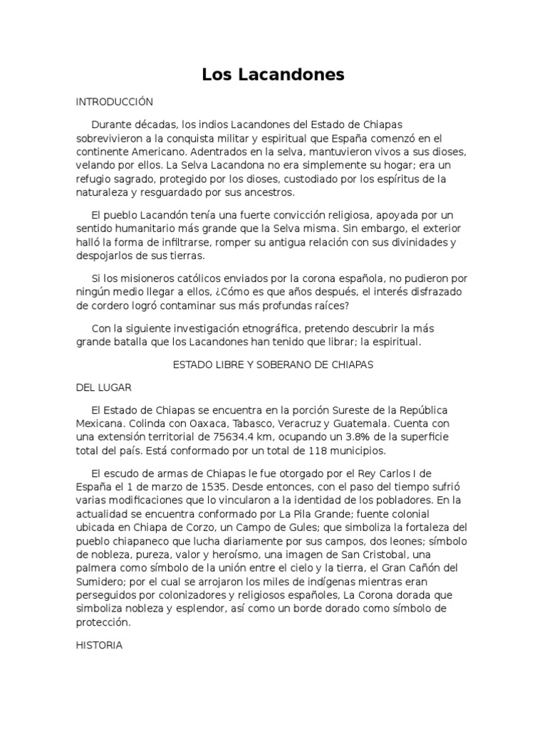 Historia y cultura de los lacandones | PDF | Chiapas | Civilización maya