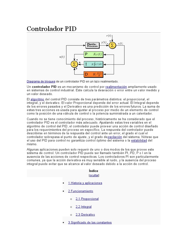 Controlador PID | PDF | Física | Enseñanza de matemática