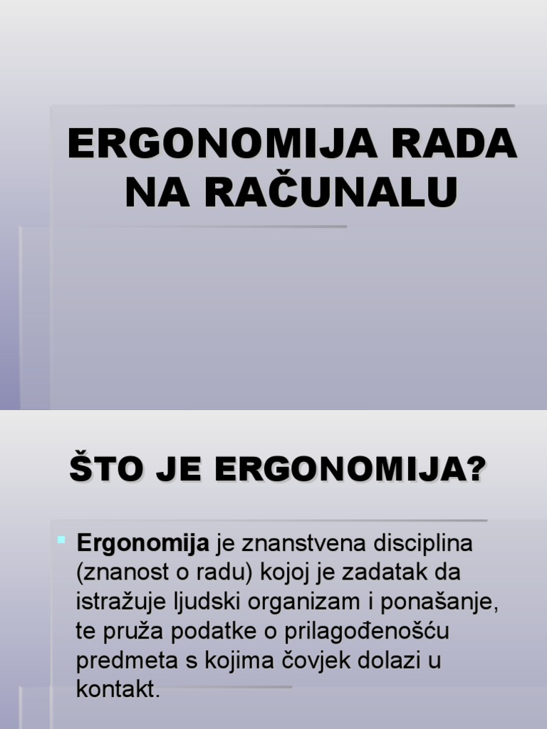 Ergonomija Rada Na Računalu | PDF