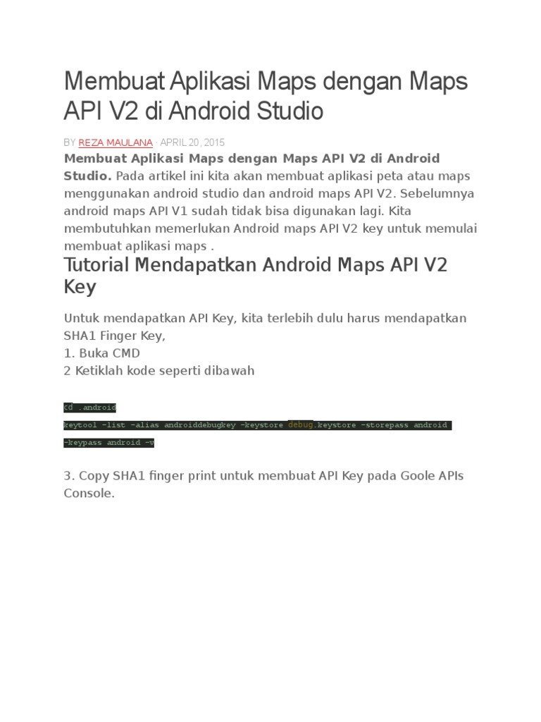 Membuat Aplikasi Maps Dengan Maps API V2 Di Android Studio | PDF