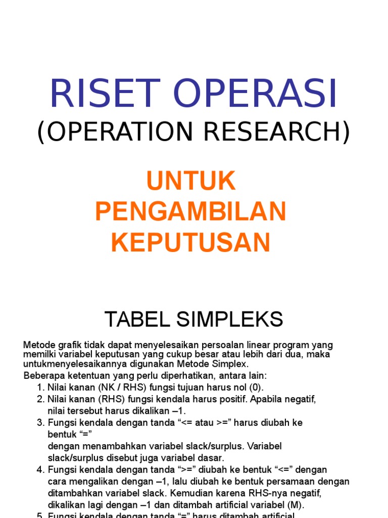 Tabel Simpleks | PDF