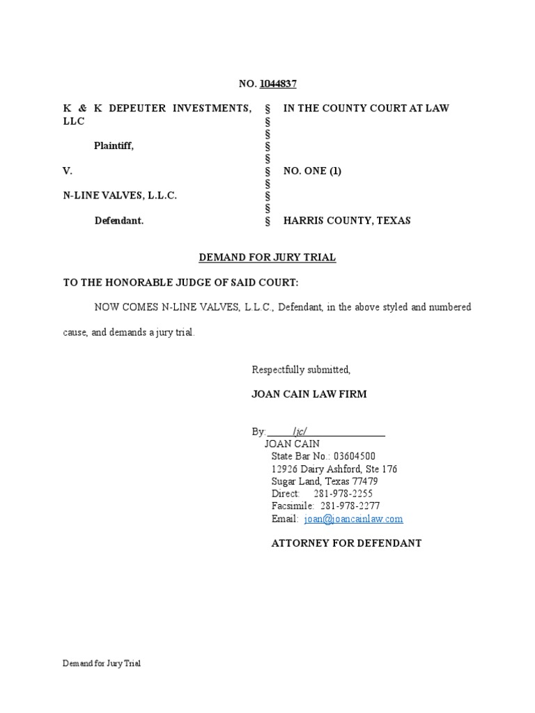 Demand For Jury Trial | PDF