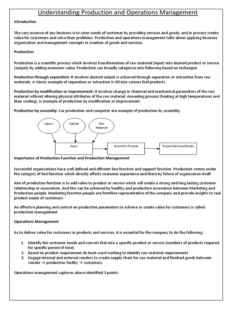 Overview of Production and Operations Management | PDF | Strategic ...