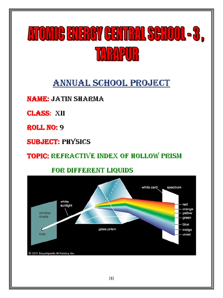 Physics PROJECT Class 12th. | PDF | Prism | Refraction